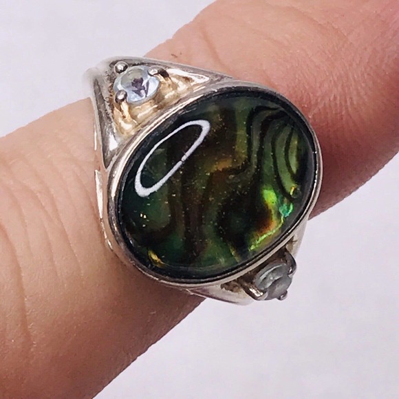 Avon | Jewelry | Ring Sterling Silver Avon Rj Abalone Size 5 Oval Stone ...